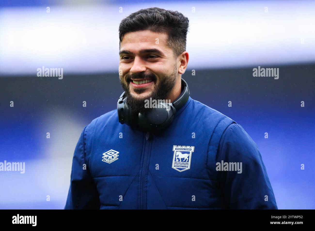 Sam Morsy of Ipswich Town arrives at Portman Road prior to the Premier ...
