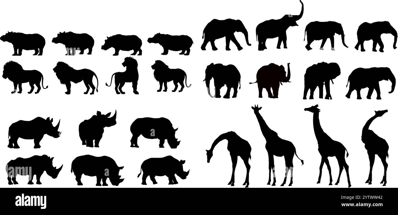 Set of African animals silhouettes Stock Vector Image & Art - Alamy