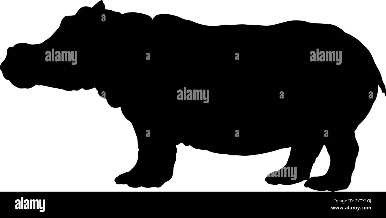 hippopotamus silhouette - vector illustration Stock Vector Image & Art ...