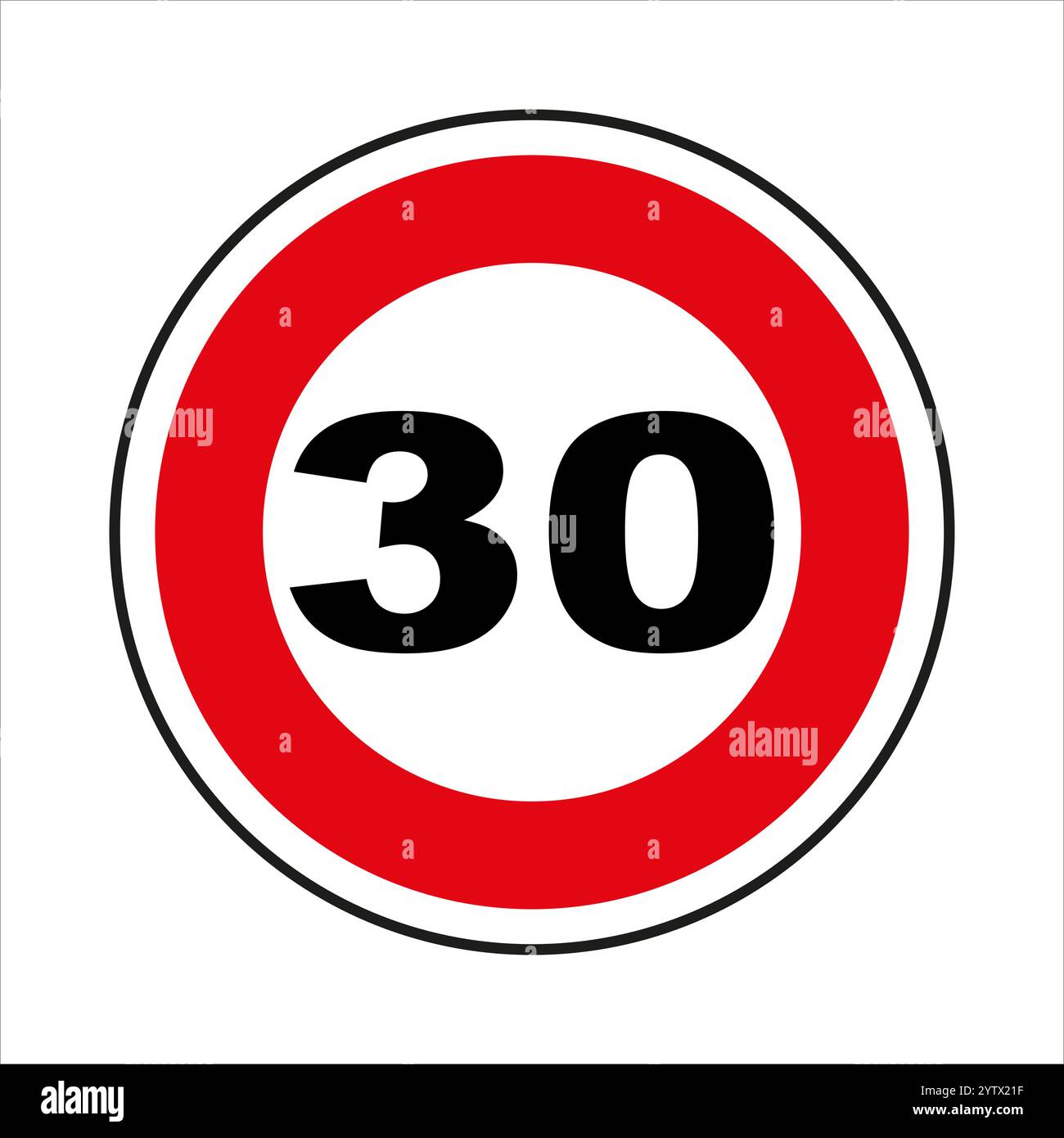 Round road sign showing speed limit of 30, important traffic regulation ...