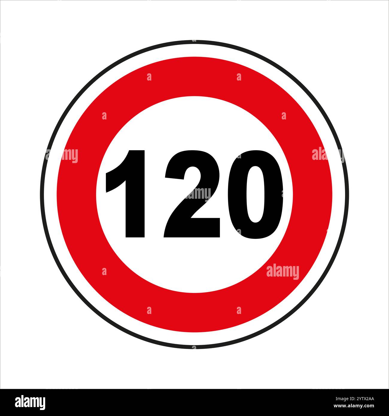 Circular 120 km/h speed limit traffic sign indicating maximum speed allowed on road Stock Vector ...