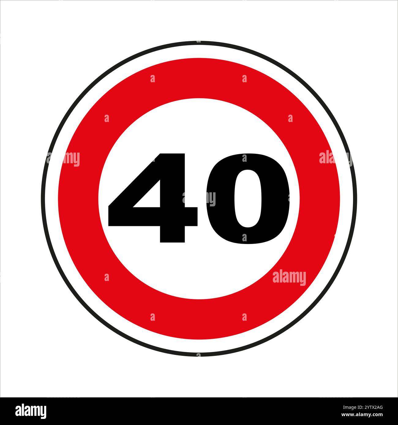 Circular red and white speed limit road sign indicating maximum speed allowed, ensuring road ...
