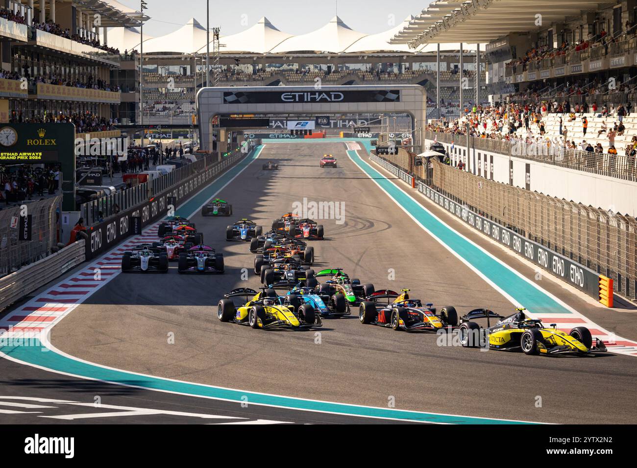 Start of the feature race of F2 during the 14th round of the 2024 FIA ...