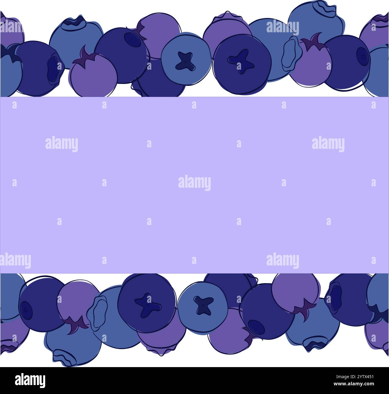 Blueberry seamless border frame for greeting cards, invitations ...