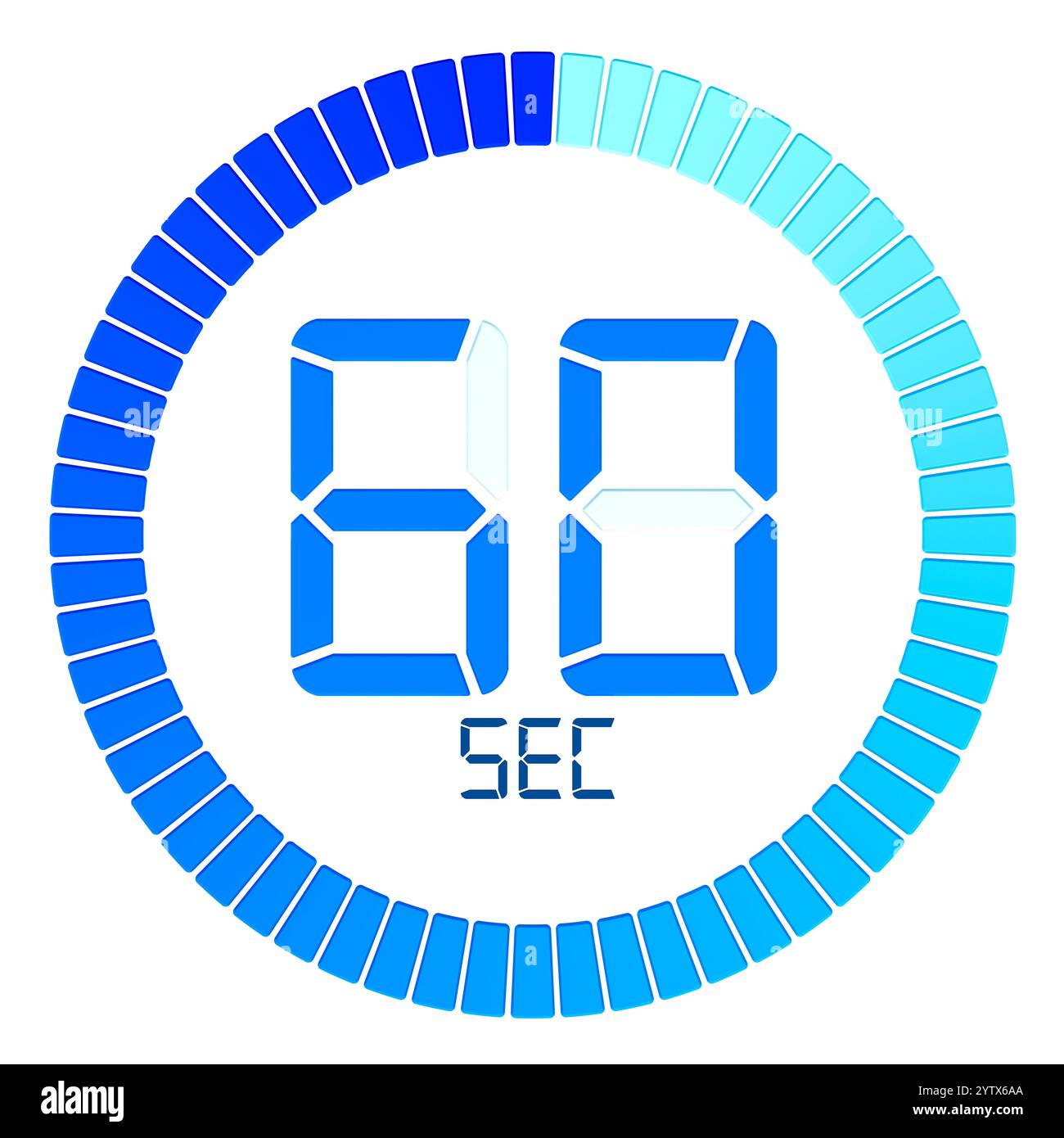 Digital Timer Icon Countdown From 60 Seconds 3d Rendering Isolated On