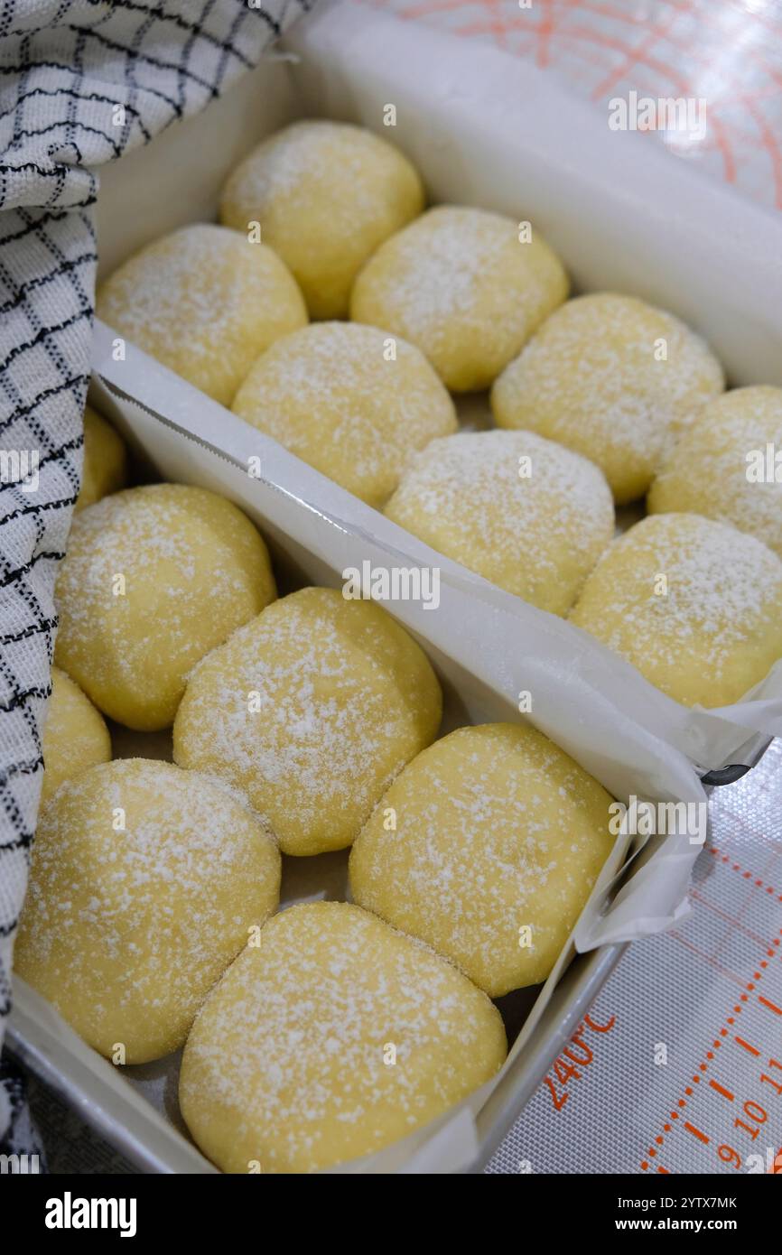 Bread dough preparation before baking Stock Photo - Alamy