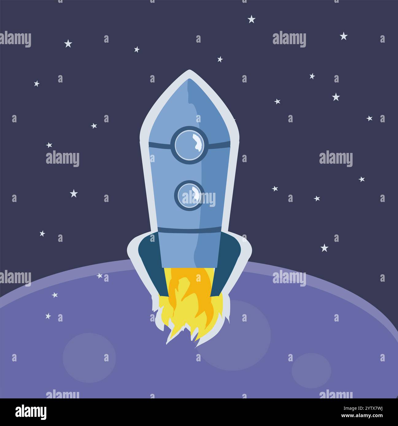 Rocket planet in blue Cut Out Stock Images & Pictures - Alamy