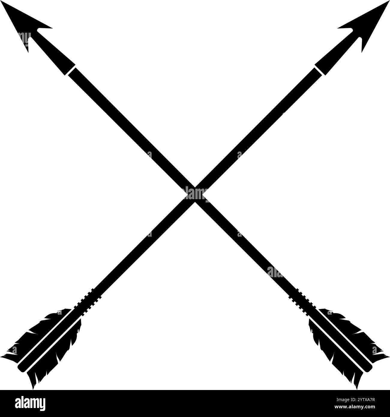 Two crossed arrows Black and White Stock Photos & Images - Alamy