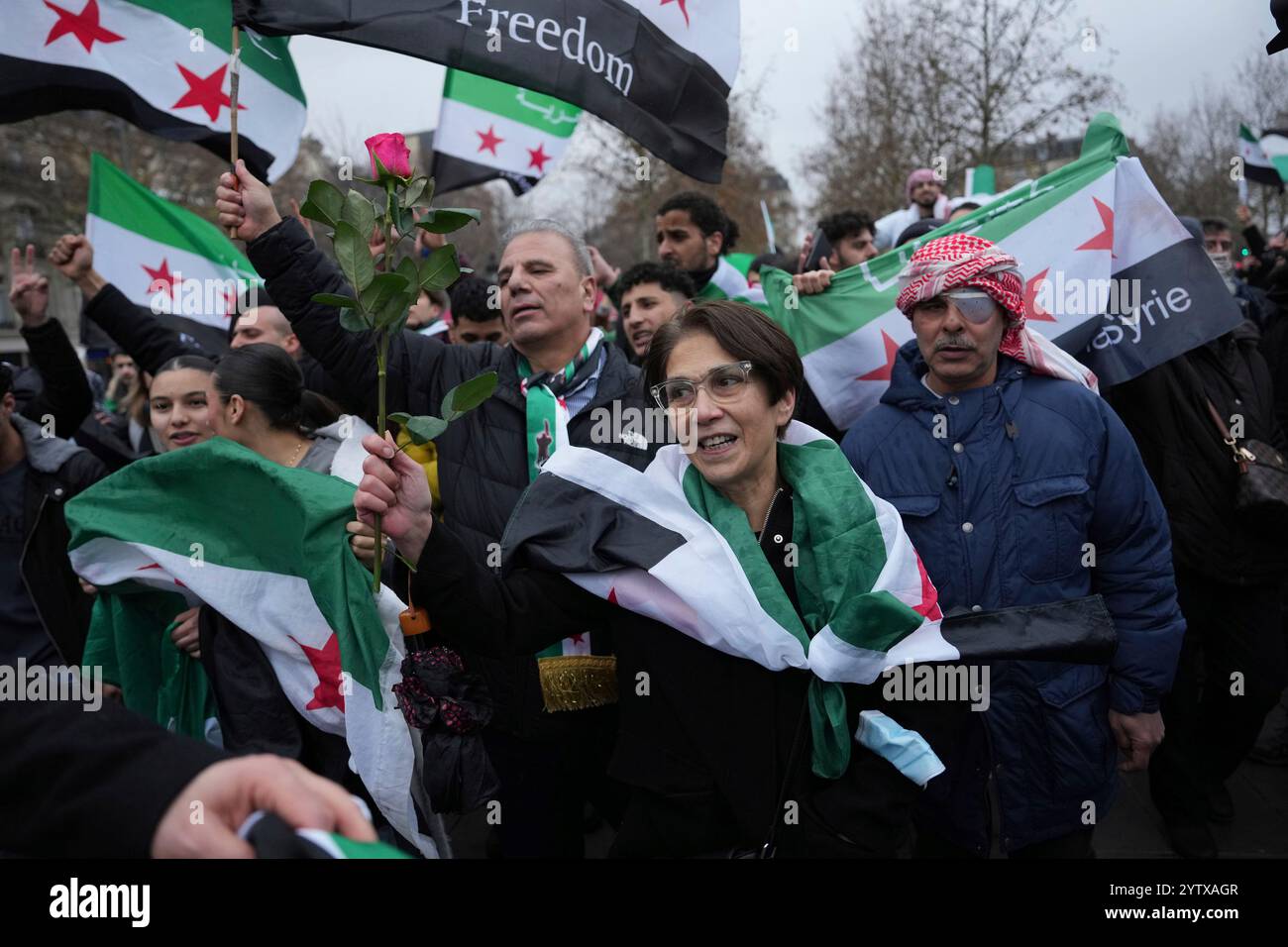 Syrians living in France gather on Republique square after the Syrian ...