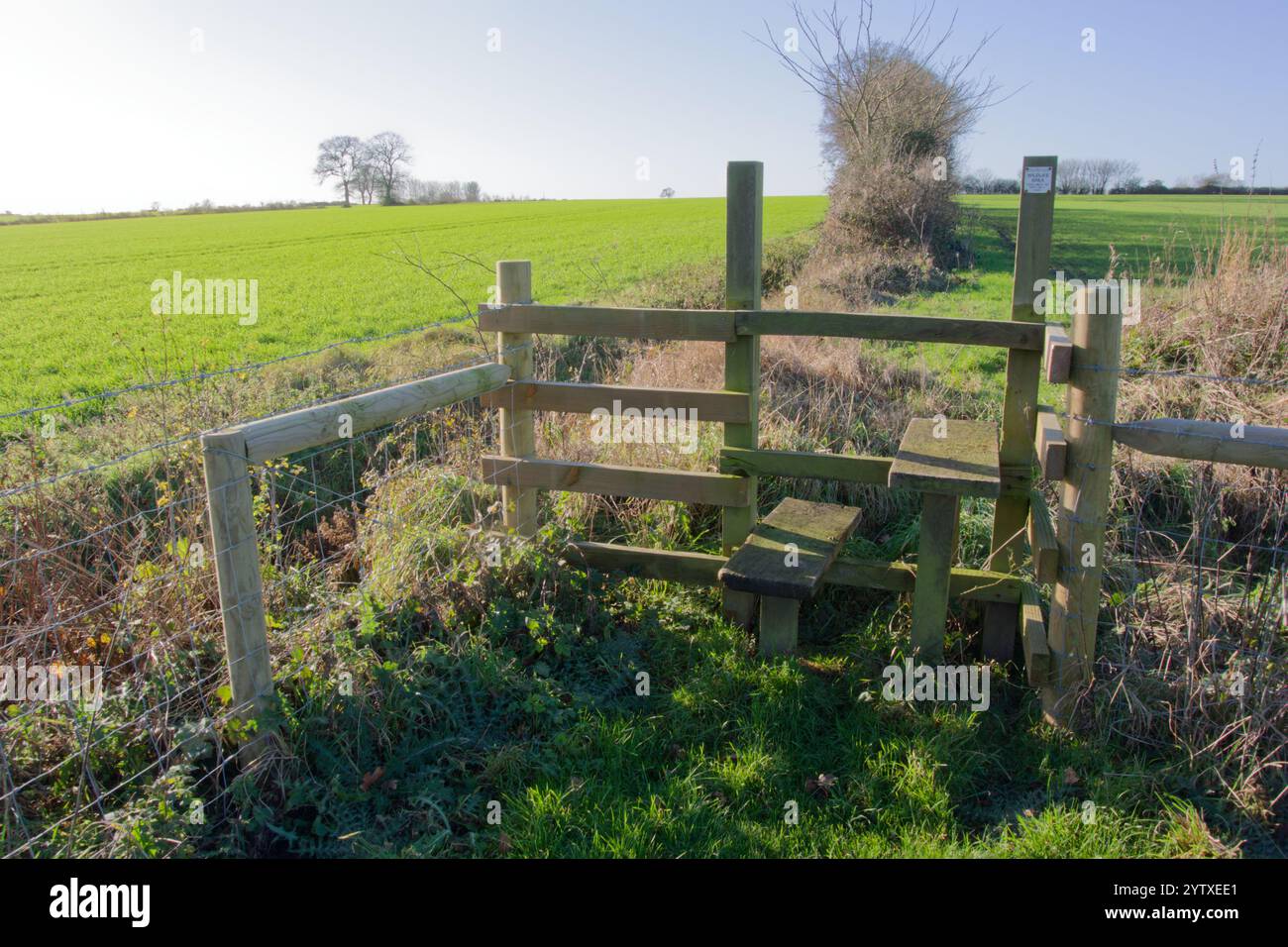 A stile provides a footpath crossing over a fence, South Elmham ...