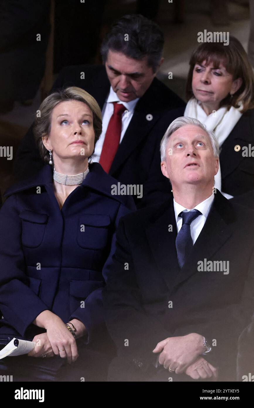 Paris, France. 07th Dec, 2024. Queen Mathilde of Belgium, King Philippe ...