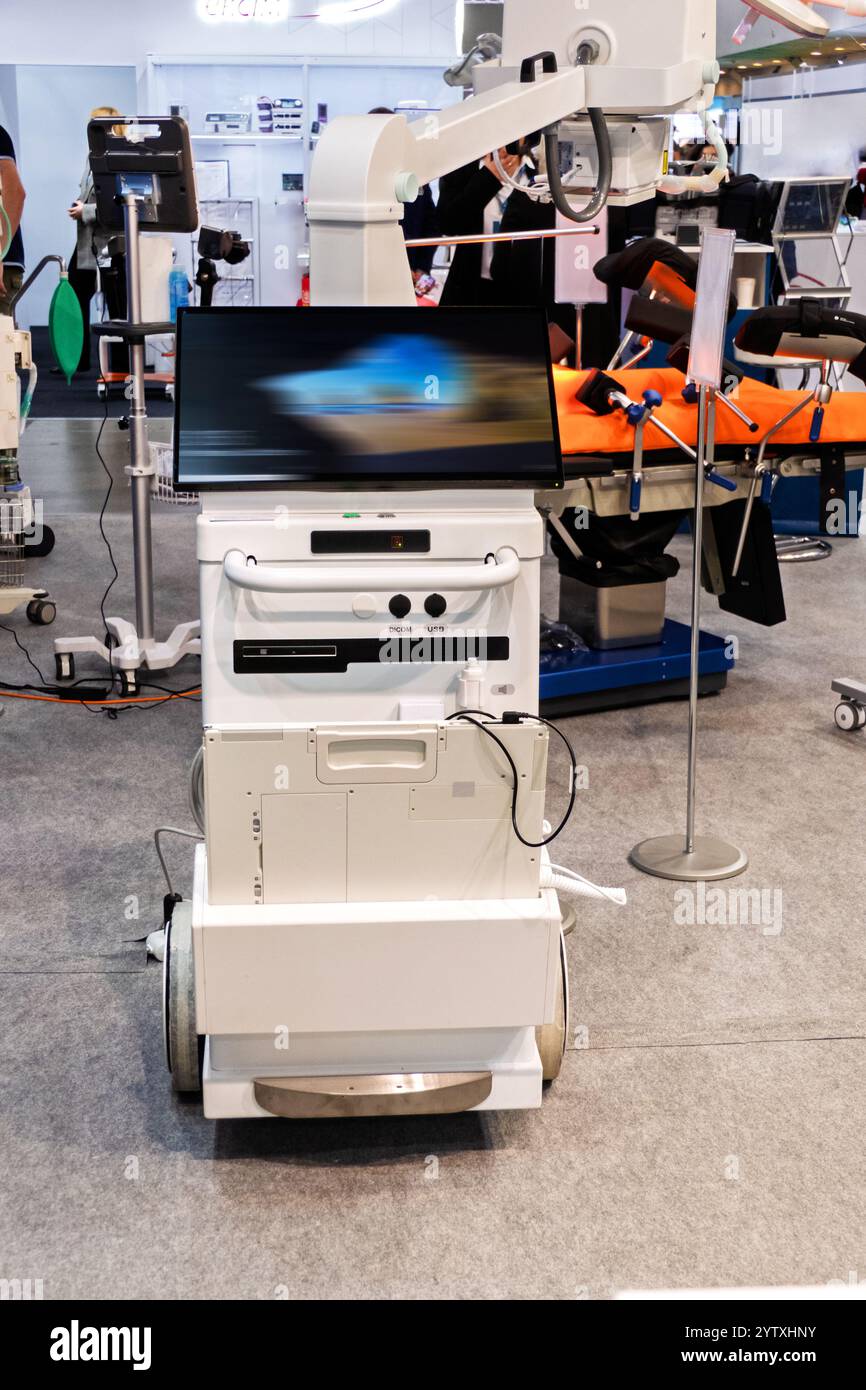 Modern portable X-ray machine with images displayed on a monitor Stock ...