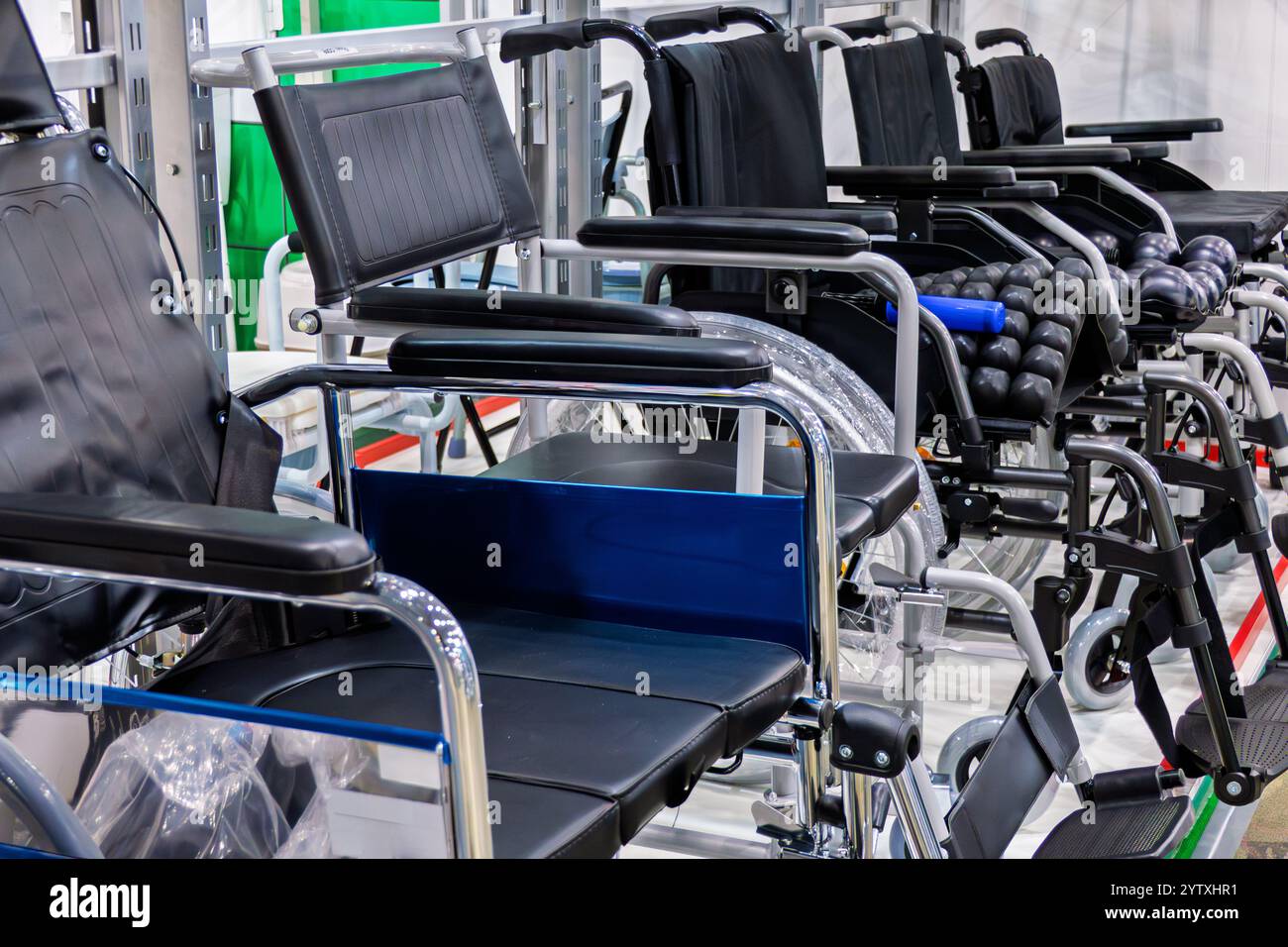 New wheelchairs in the building's lobby Stock Photo - Alamy