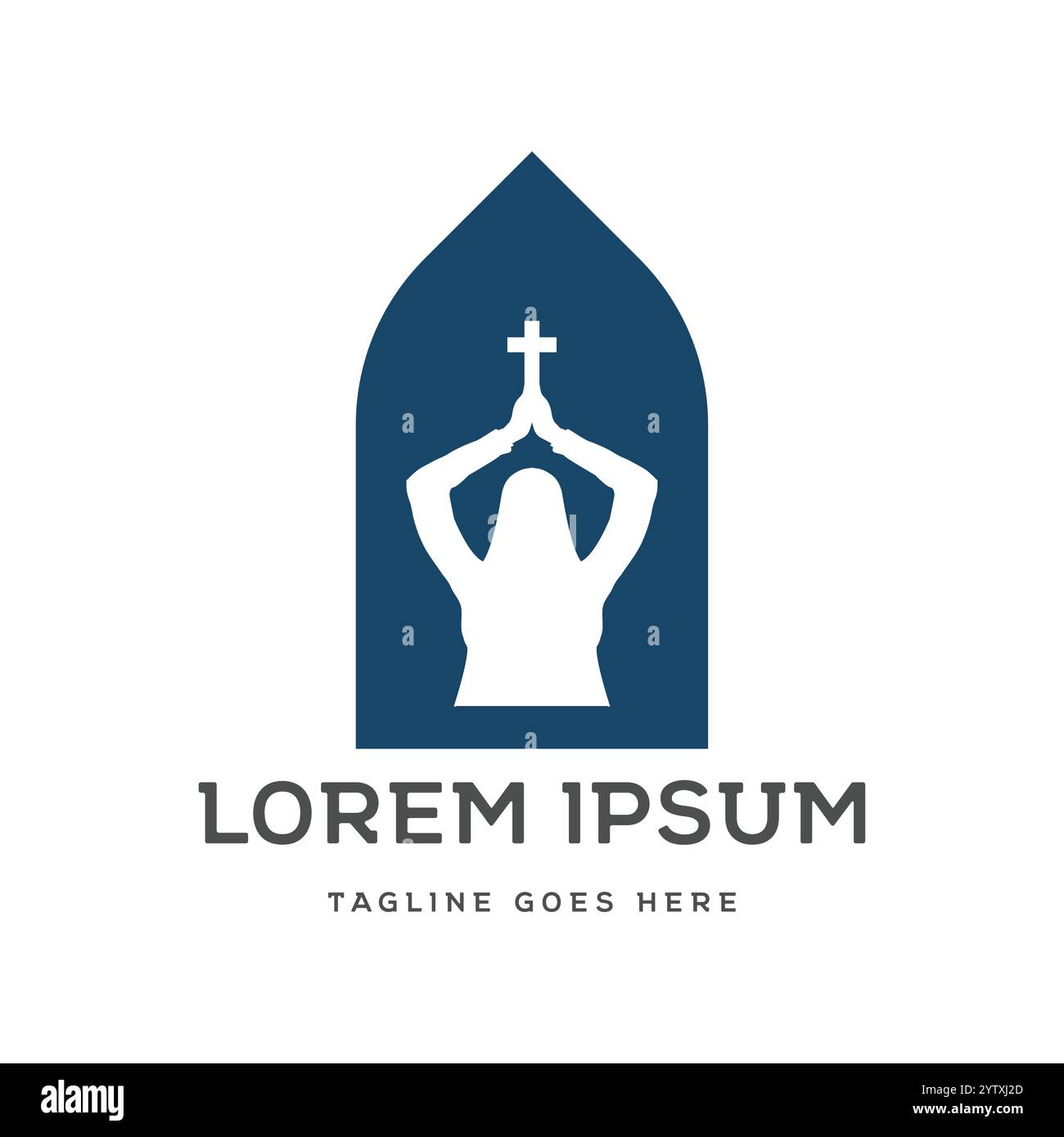 Silhouette of Christian Catholic Nun Hold Jesus Cross in Church Chapel ...