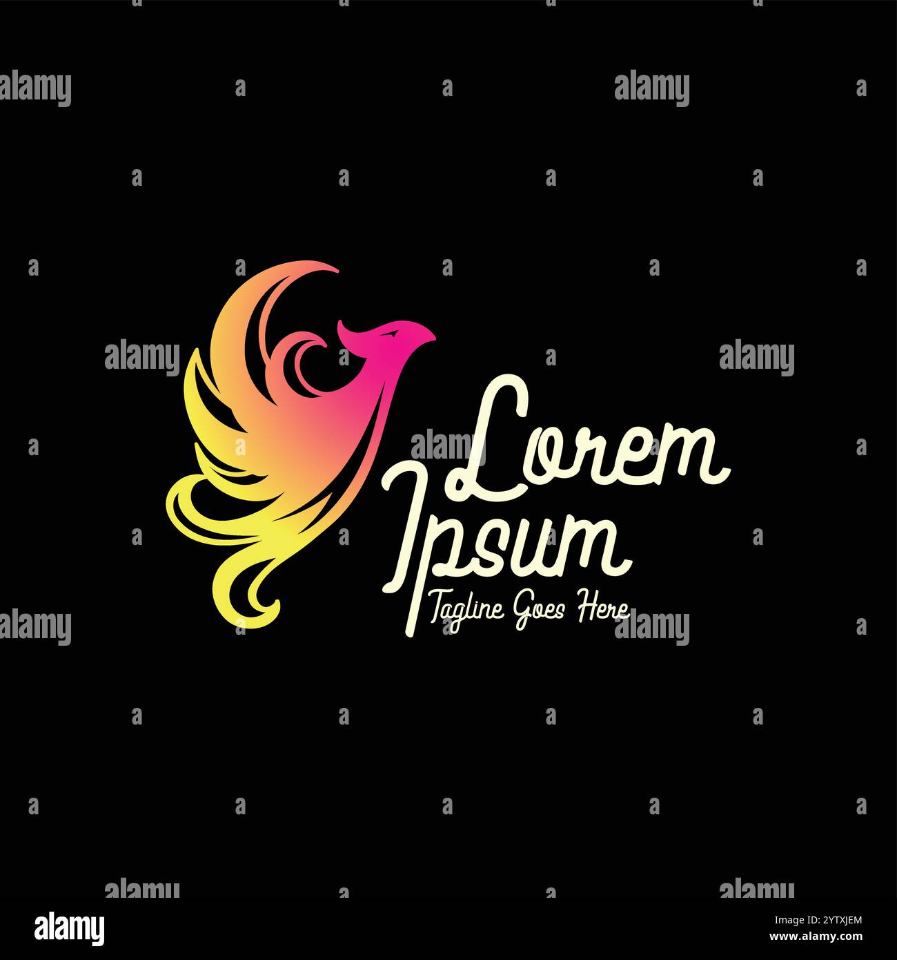 Colorful Modern Flying Spread Phoenix Fire Flame Wings Logo Design ...