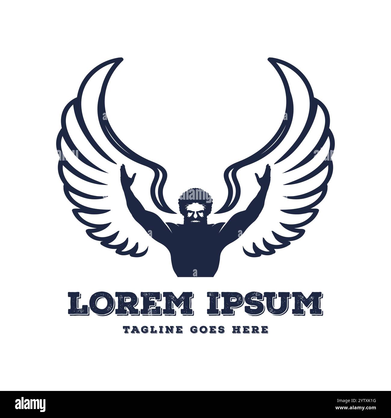 Old Senior Man Male Masculine Spread Arm Wings God Philosopher Logo ...