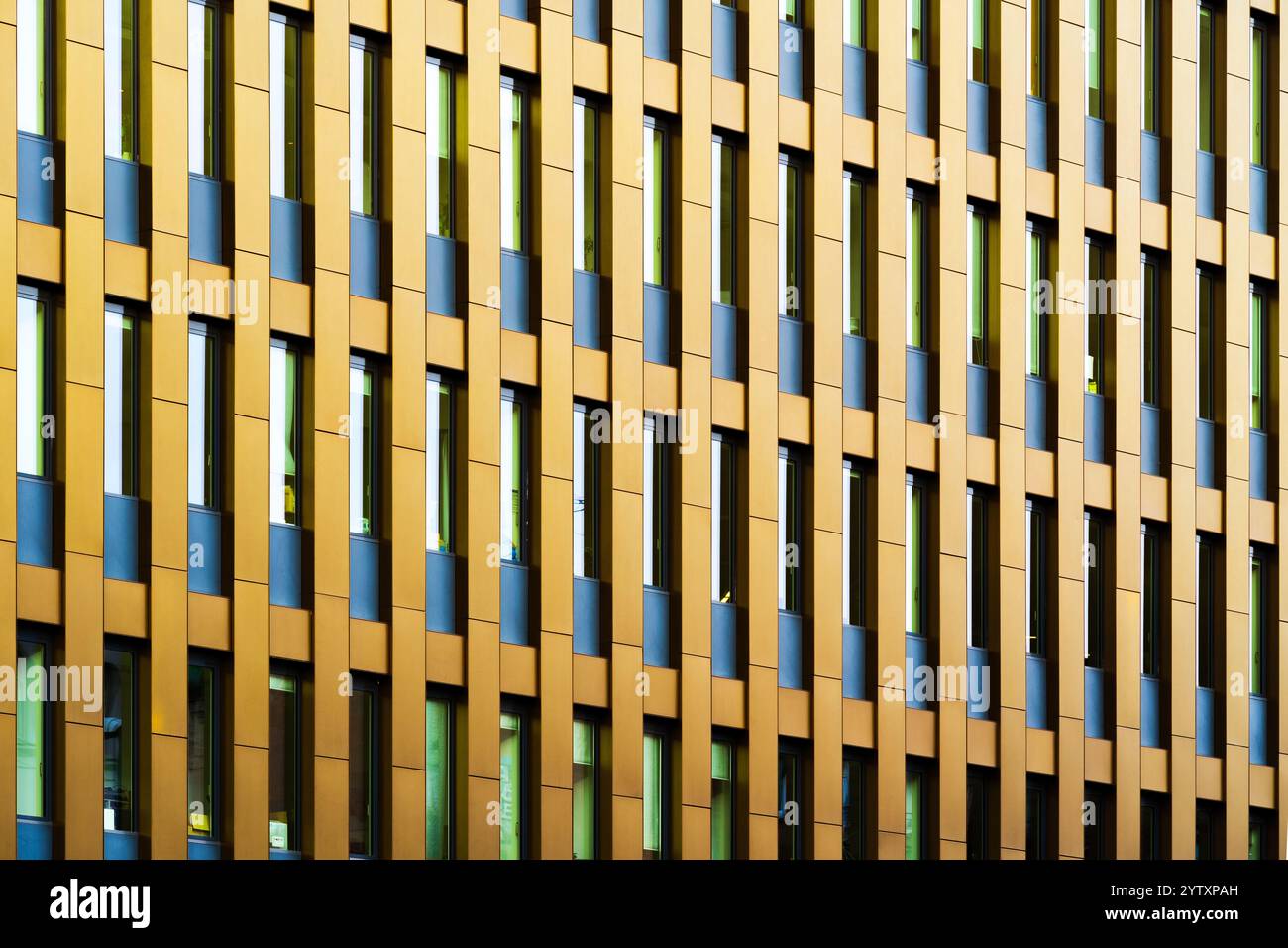 Abstract Golden Facade with Vertical Panels and Geometric Repetitions ...