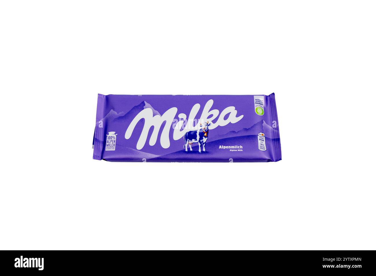 Germany Berlin December 7, 2024. A purple Milka chocolate bar with a ...