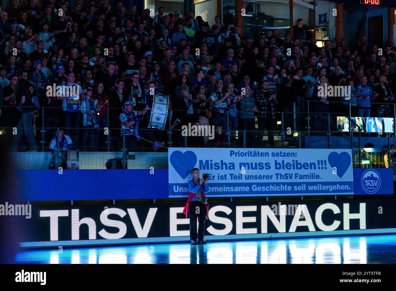 MISHA MUSS BLEIBEN!!! Ein Banner der Fans des ThSV Eisenach GER, Thueringen, ThSV Eisenach gegen ...