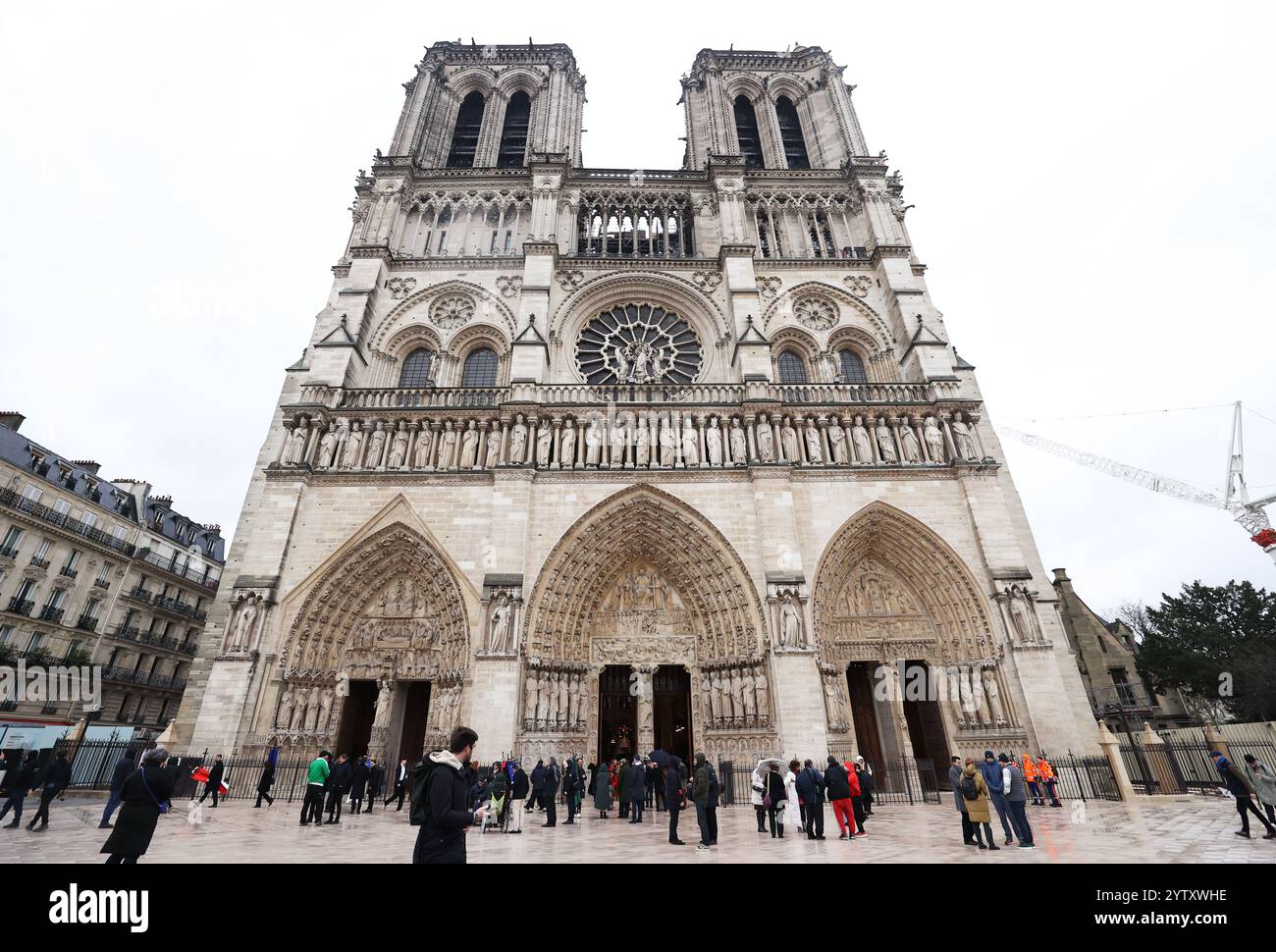 Paris, France. 8th Dec, 2024. An exterior view of the restored Notre ...