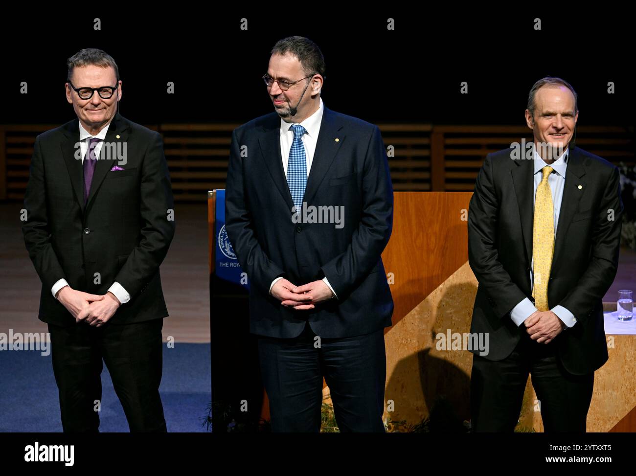 From left, Nobel laureate in economics James A.Robinson, Daron Acemoglu ...