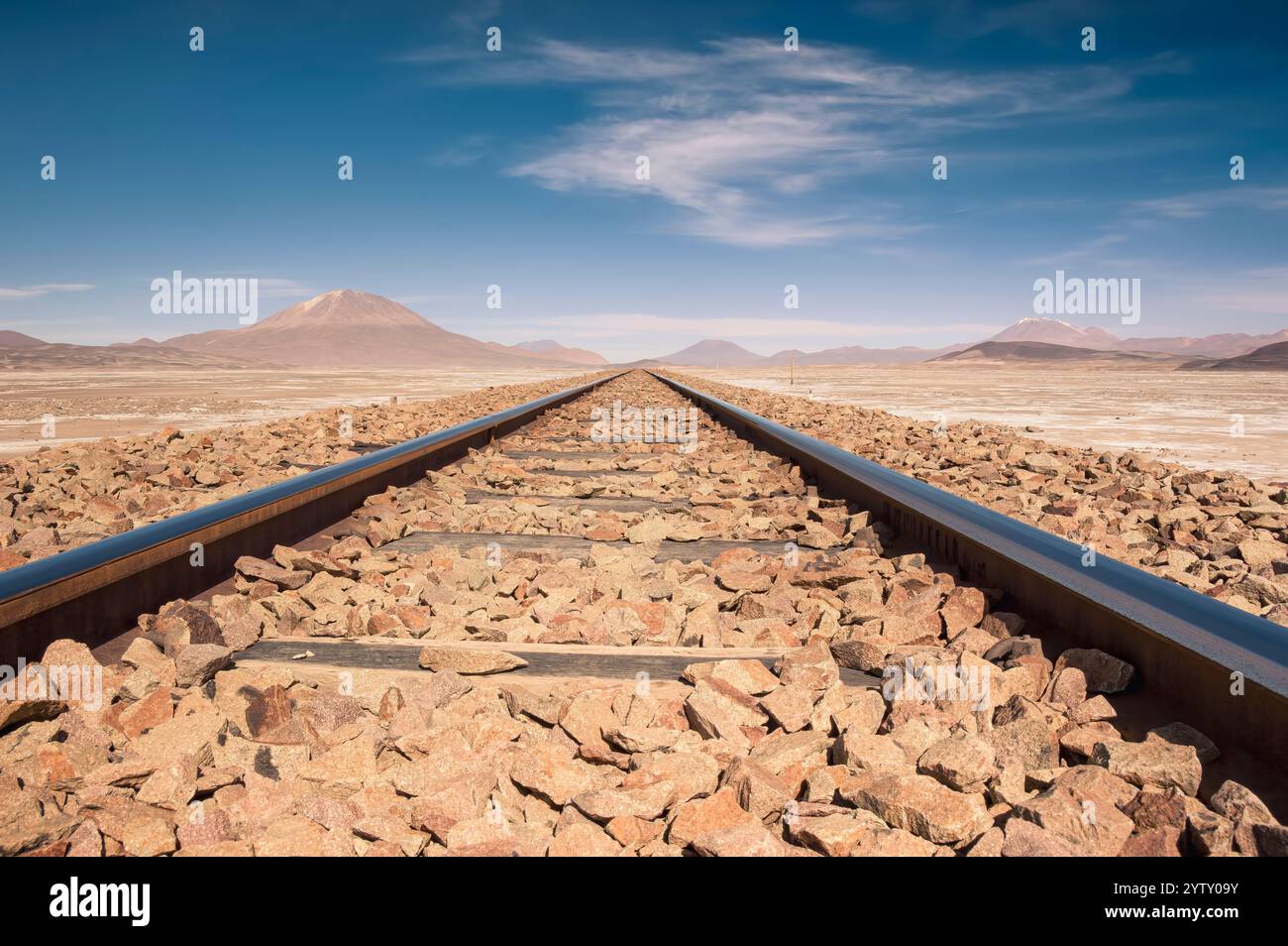 Endless Journey: Train Tracks to the Horizon at Uyuni Salt Flats ...