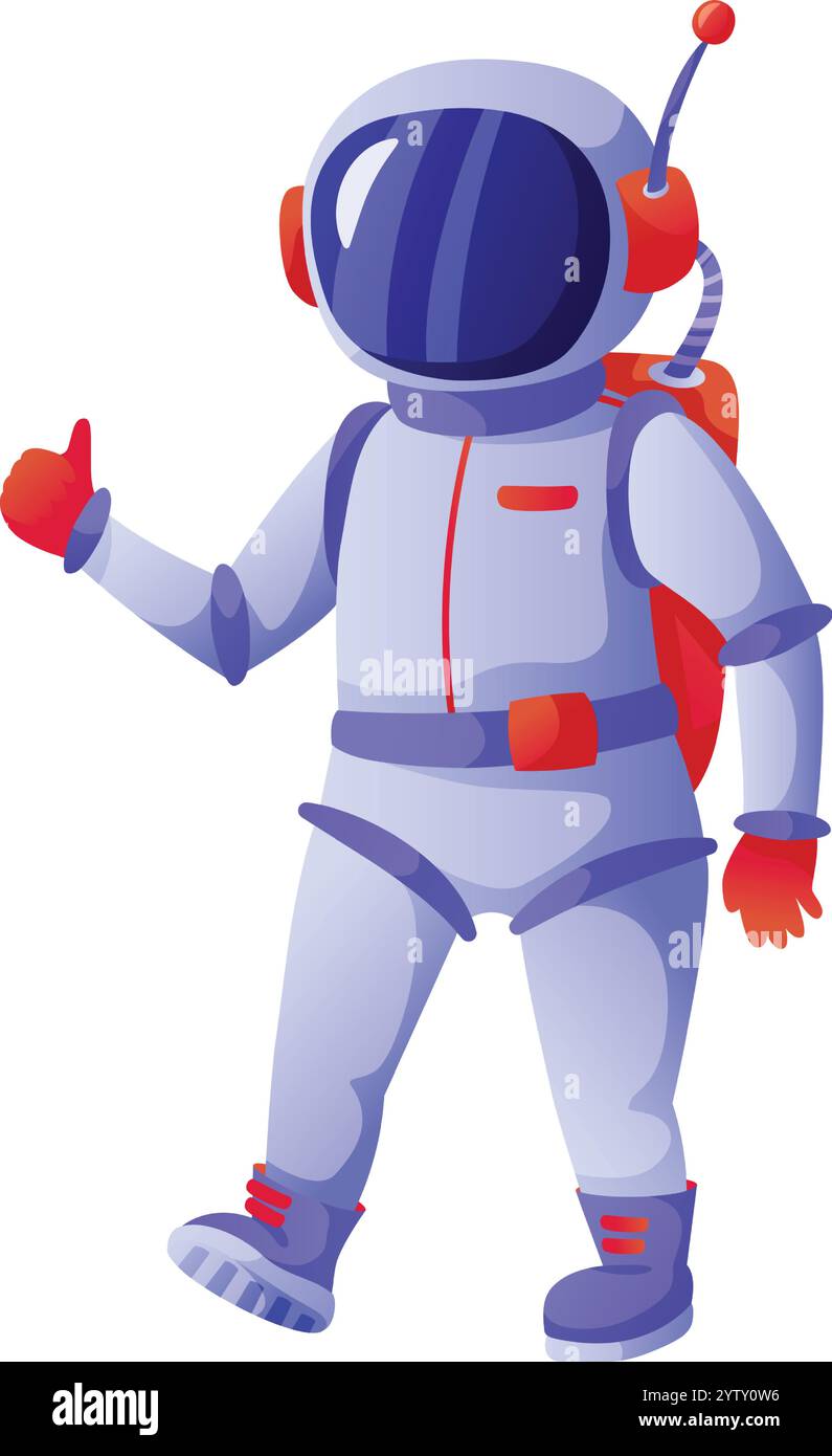 Cartoon astronaut wearing a colorful spacesuit, complete with a red ...