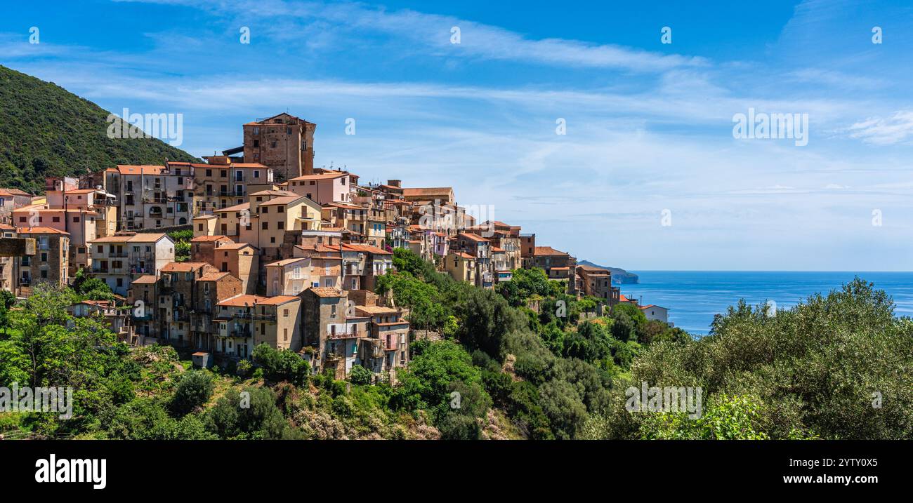 The beautiful village of Pisciotta, in the Cilento region of Campania ...