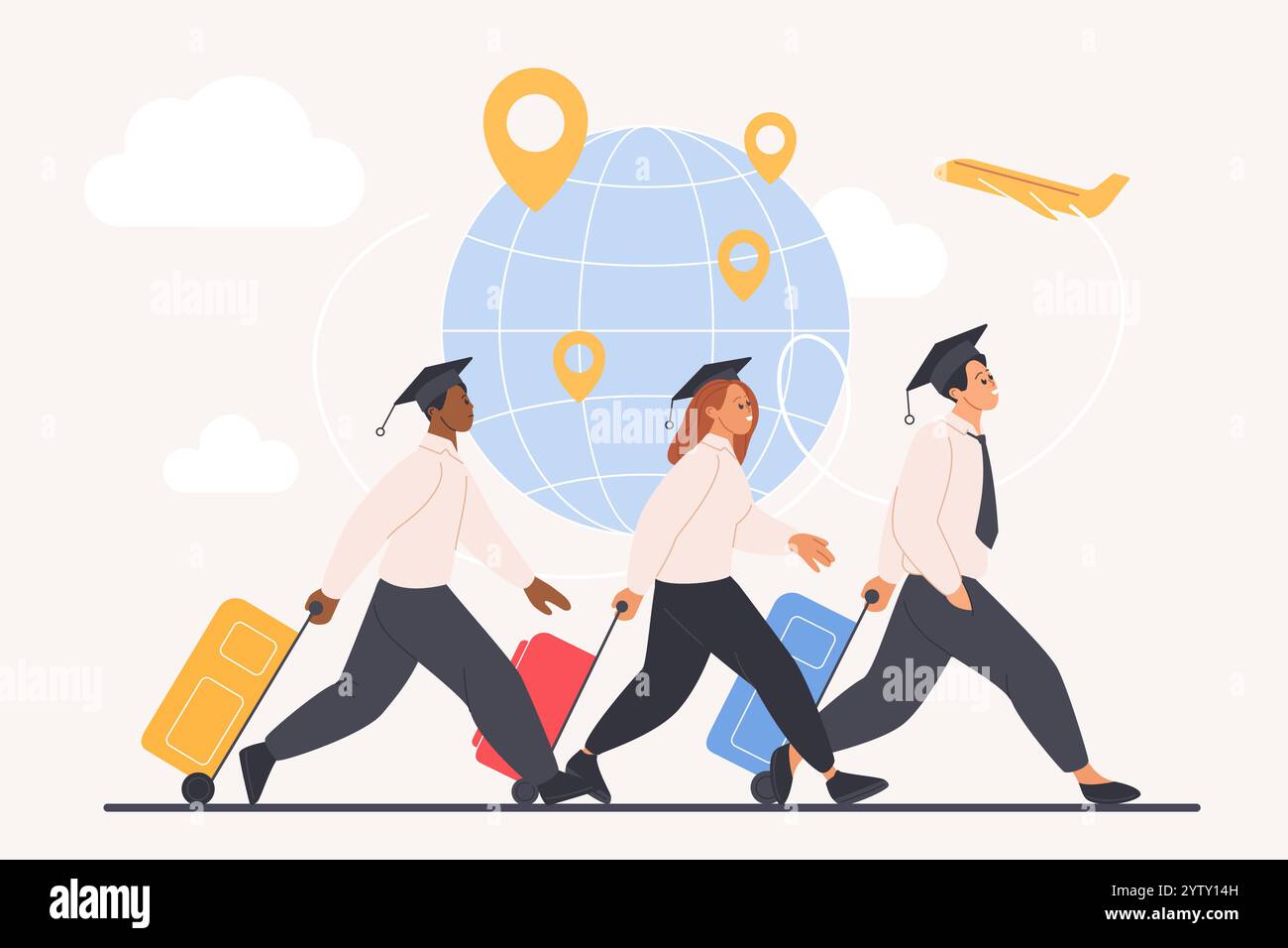 Brain drain, immigration in foreign country. Tiny graduates and ...