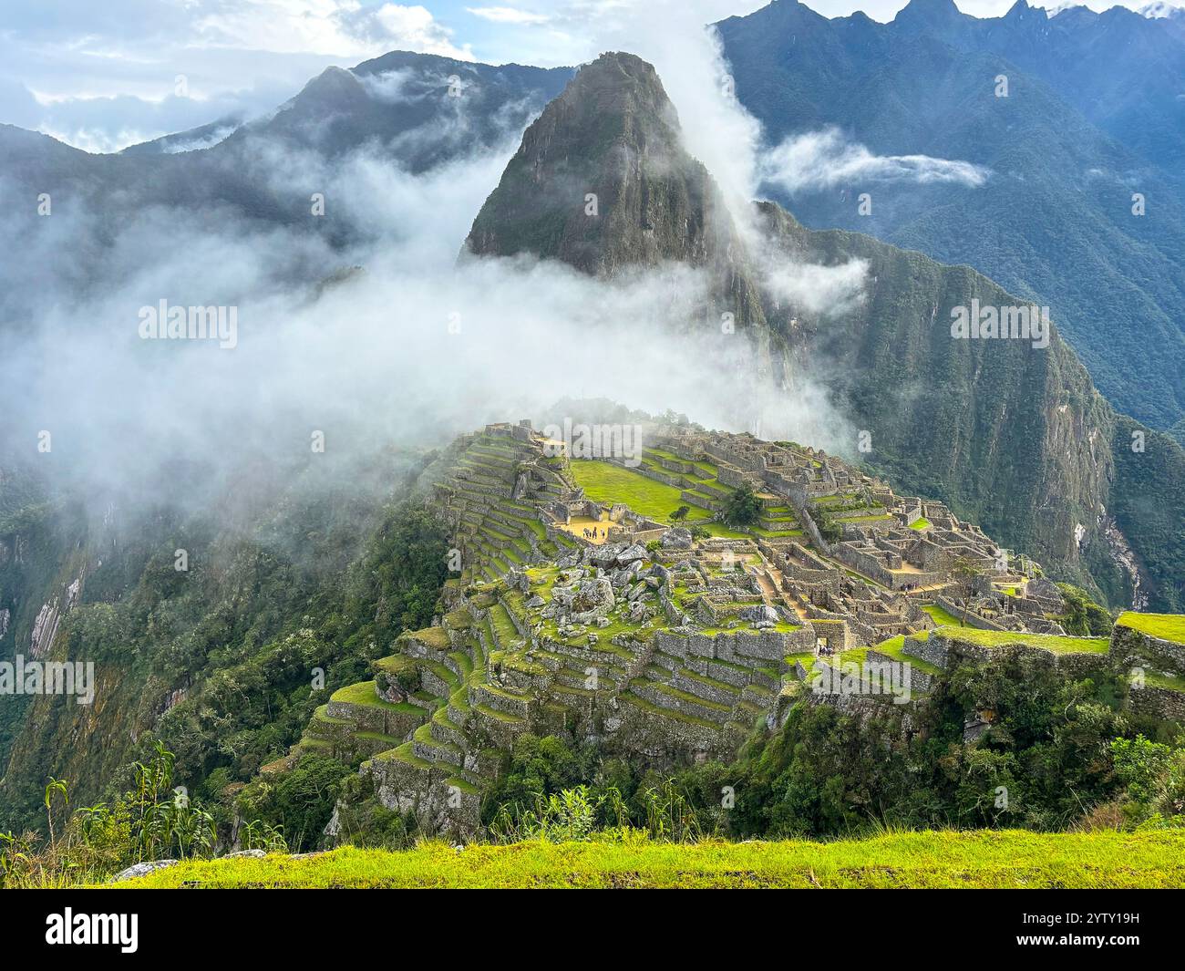 Machu Picchu Under Blue Sky and Dramatic Clouds in the Morning, Peru ...