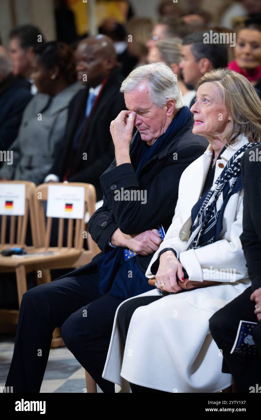 Paris, France. 07th Dec, 2024. Michel Barnier, and his wife Isabelle ...