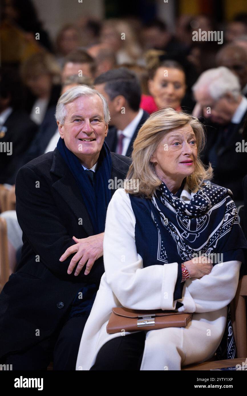Paris, France. 07th Dec, 2024. Michel Barnier, and his wife Isabelle ...