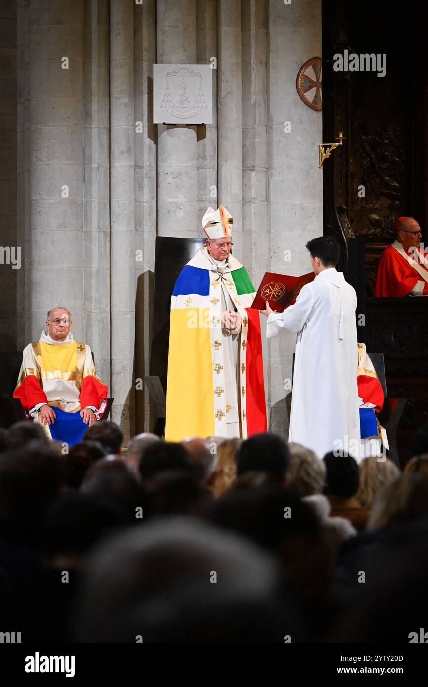Paris, France. 07th Dec, 2024. Archbishop of Paris, Laurent Ulrich ...