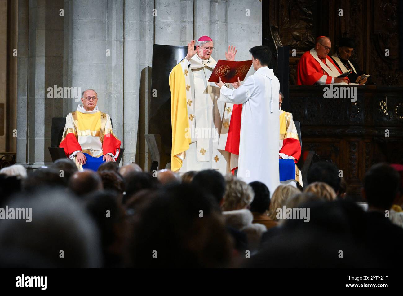 Paris, France. 07th Dec, 2024. Archbishop of Paris, Laurent Ulrich ...