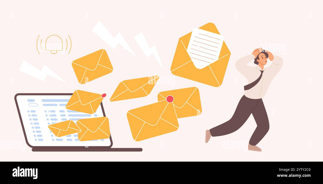 Mailbox overload with spam messages, mail platform alert, fraud and ...