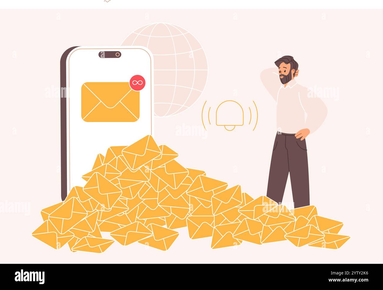 Notification overload cartoon hi-res stock photography and images - Alamy