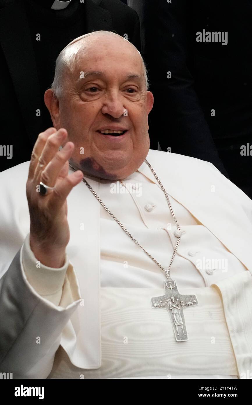 Pope Francis leaves after praying in front of the Marian monument of ...