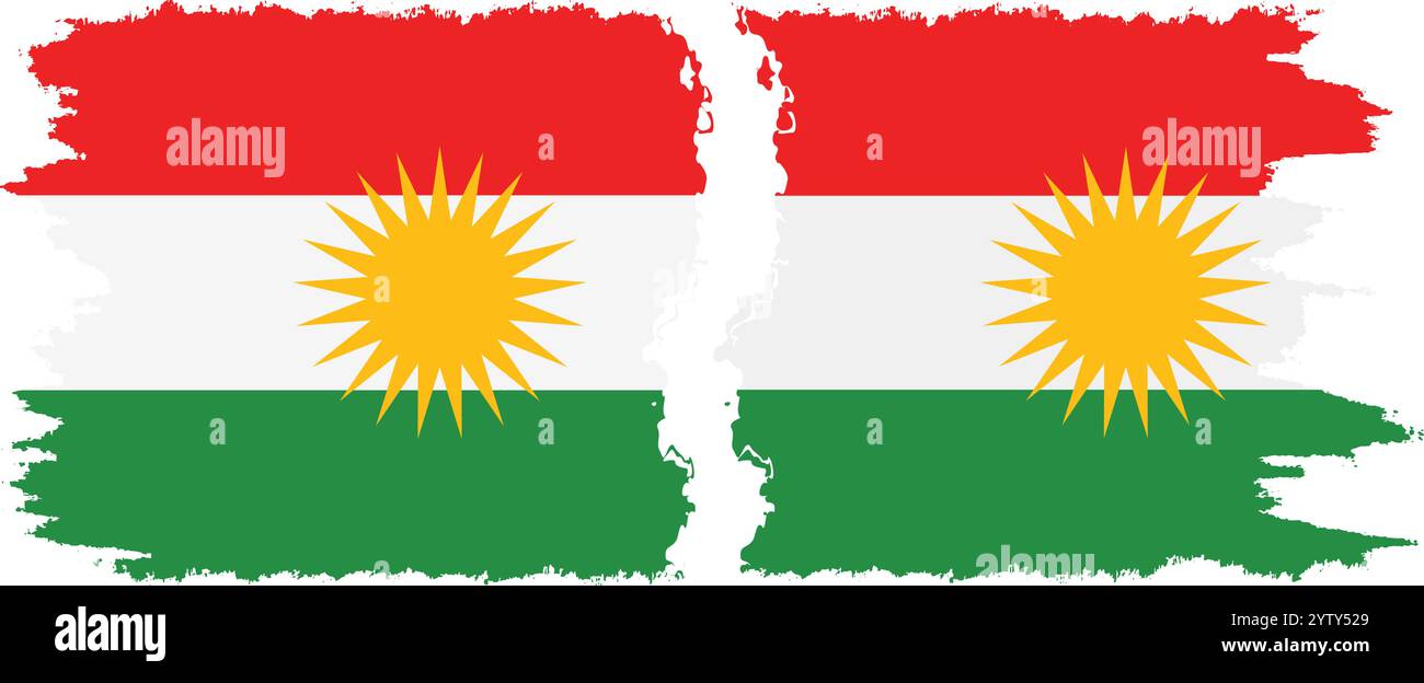 Kurdistan and Kurdistan grunge flags connection, vector Stock Vector ...