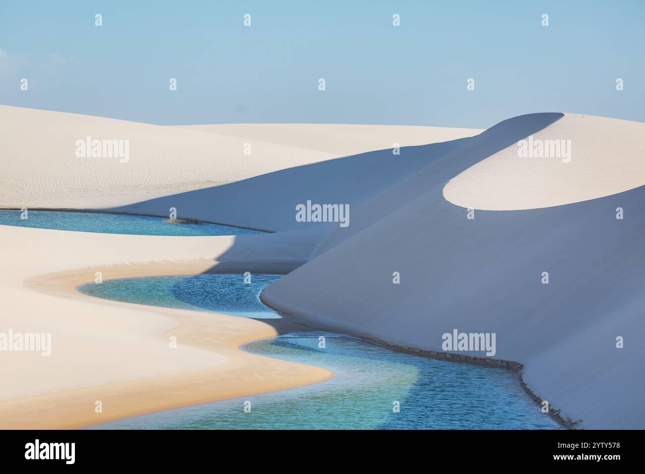 Lagoons in the desert of Lencois Maranhenses National Park, Brazil ...
