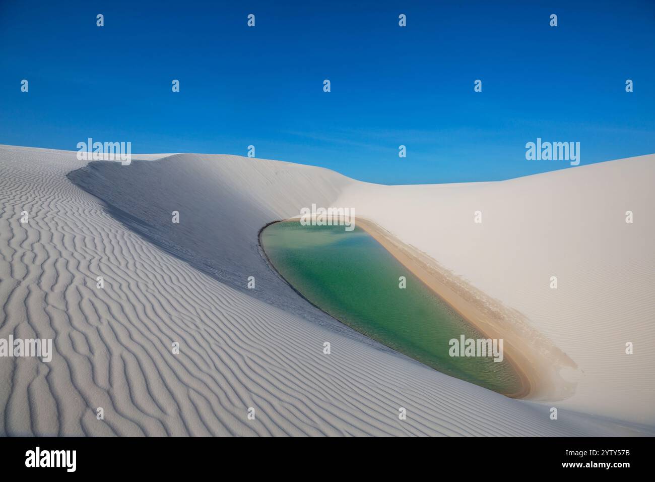 Lagoons in the desert of Lencois Maranhenses National Park, Brazil ...