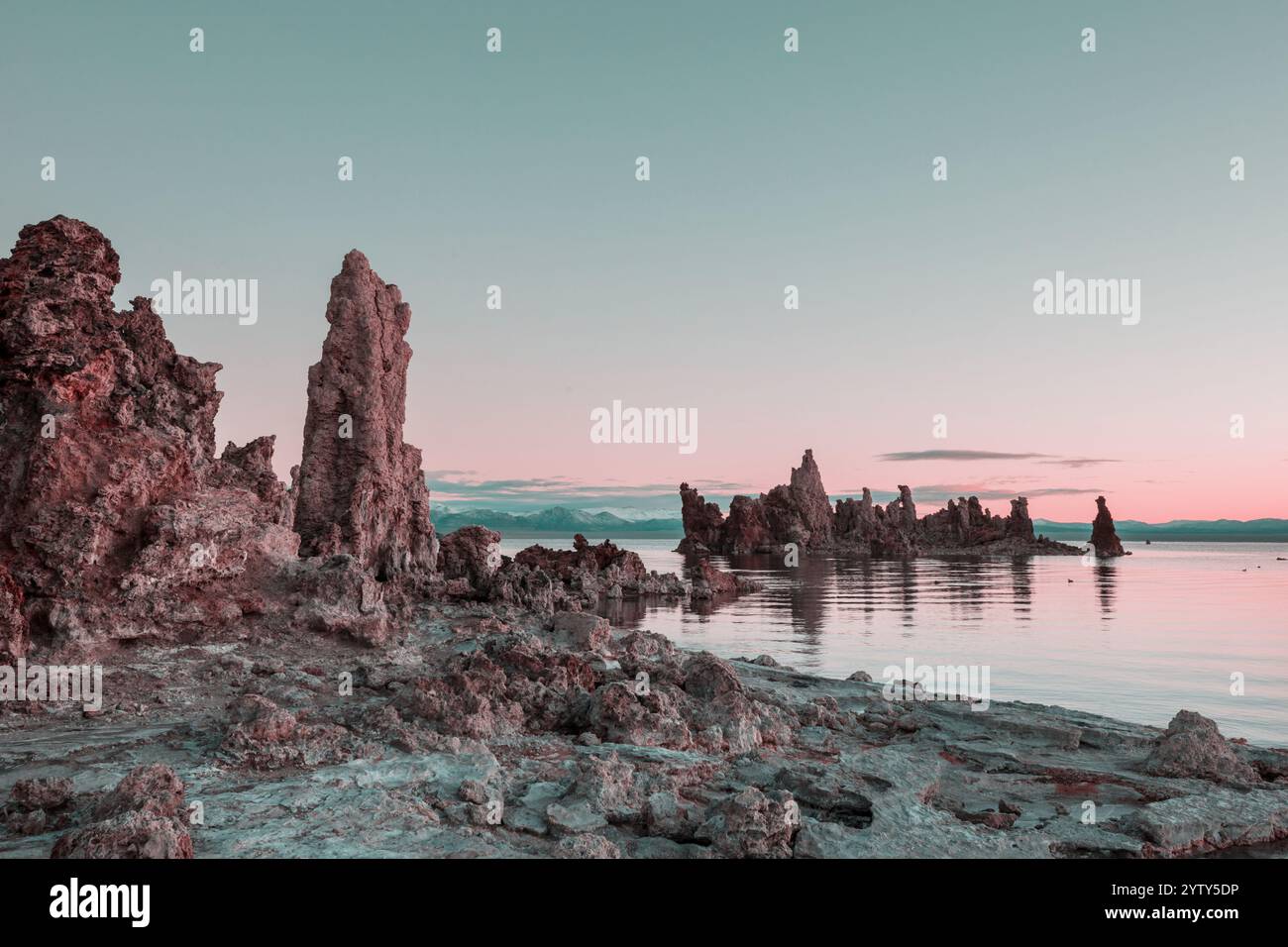 Unusual Mono lake formations at the sunrise Stock Photo - Alamy