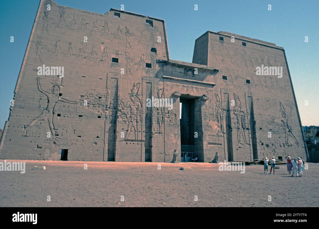 Pylon, temple of Horus, Edfu, Nile Valley, Egypt, September 1989 Stock Photo - Alamy