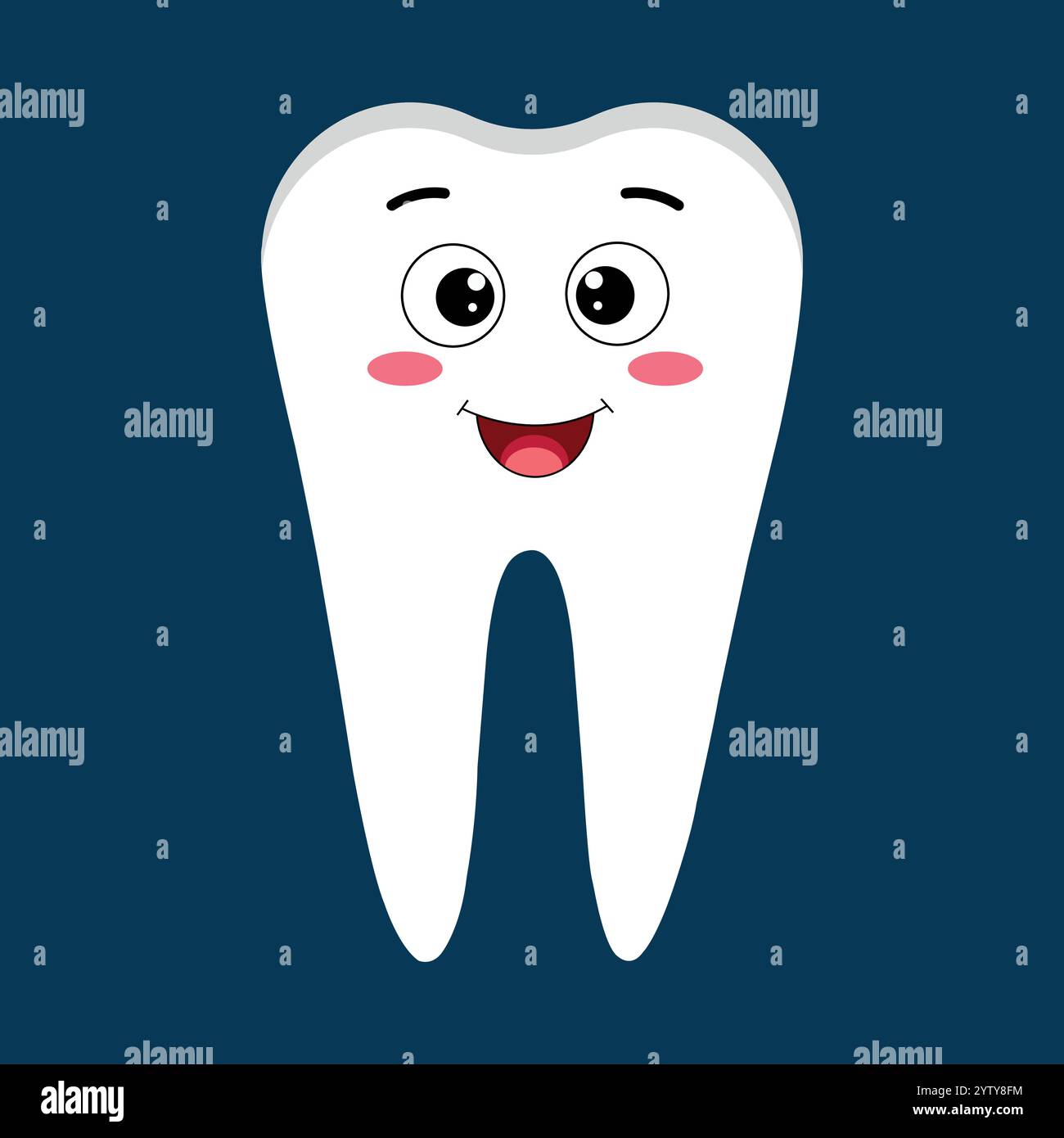Vector icon of smiling tooth in cute cartoon style Stock Vector Image ...