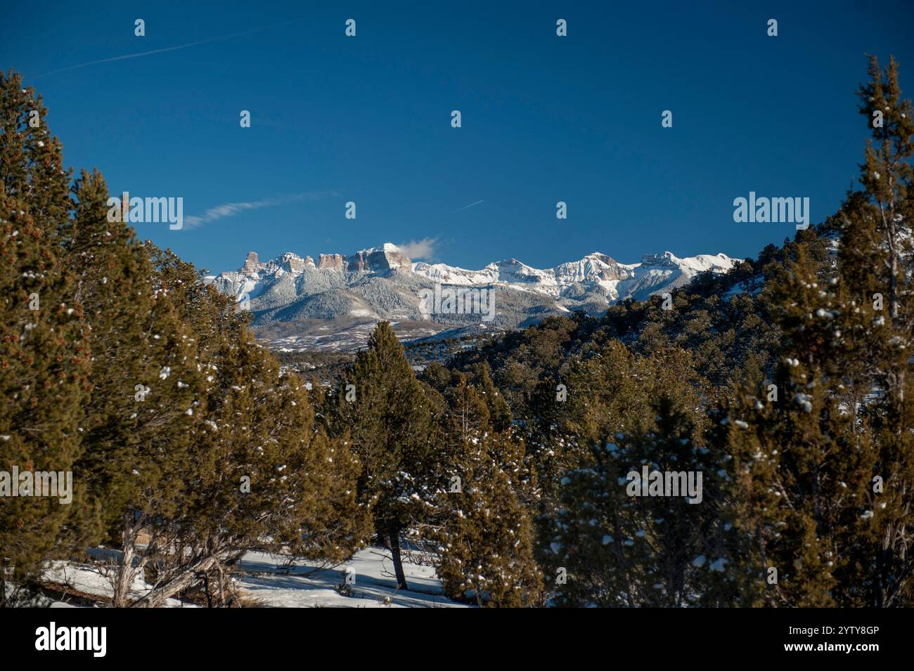 Courthouse Mountain and other rugged features near Cimarron Ridge, as ...