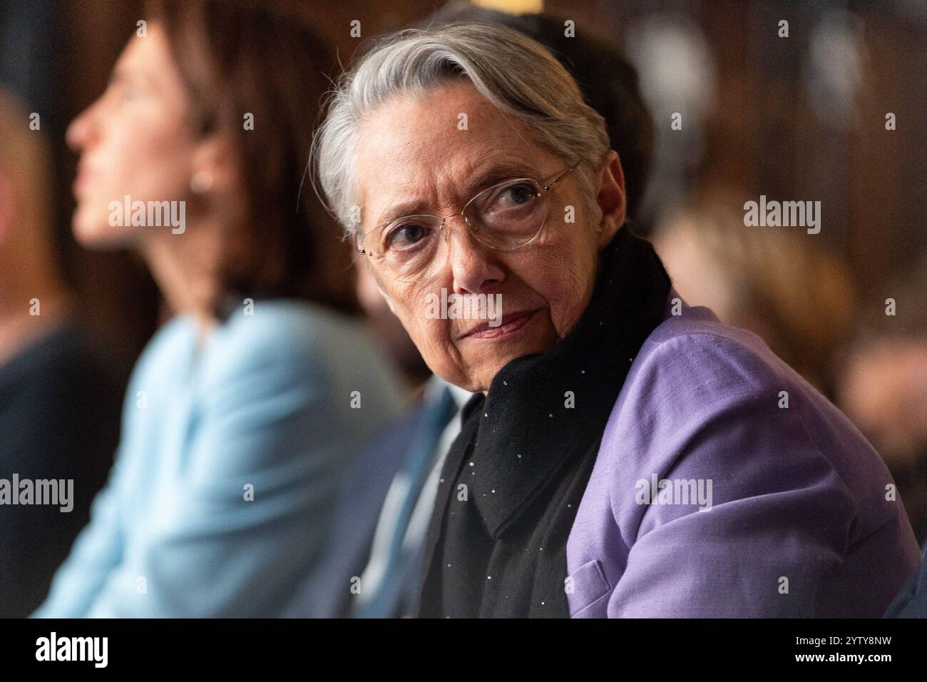 former prime minister Elisabeth Borne during the Renaissance party's ...