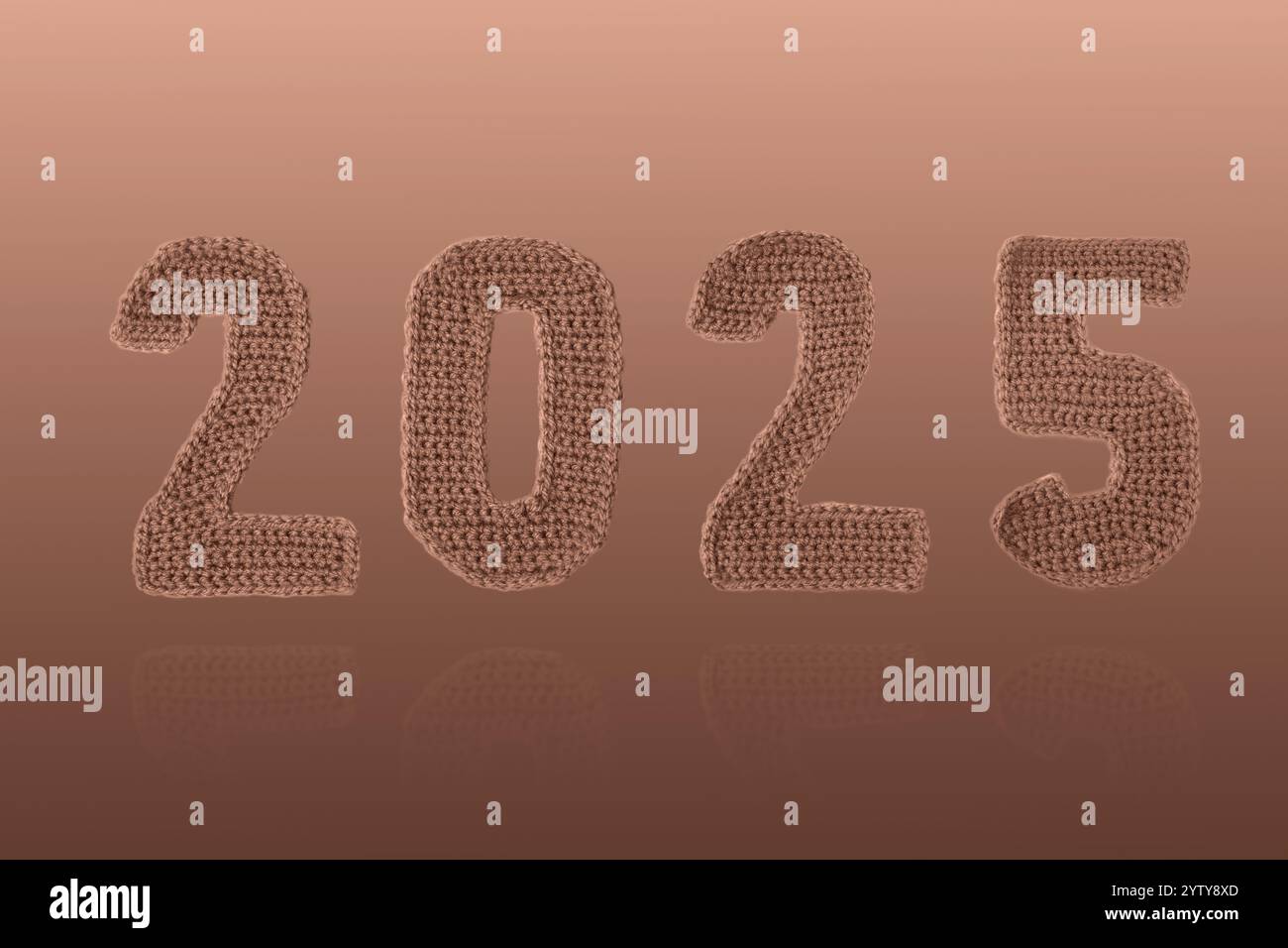 Demonstrating the colors of 2025 - Mocha Mousse. Knitted numbers 2025 ...