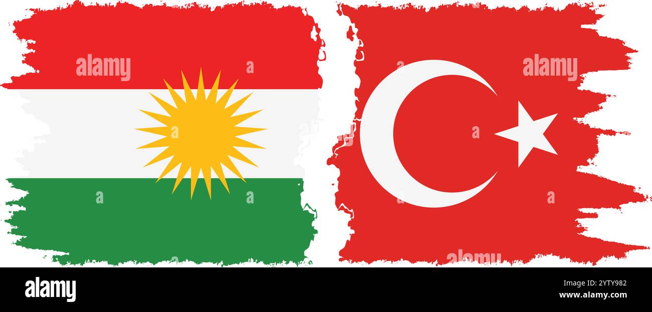 Turkey and Kurdistan grunge flags connection, vector Stock Vector Image ...