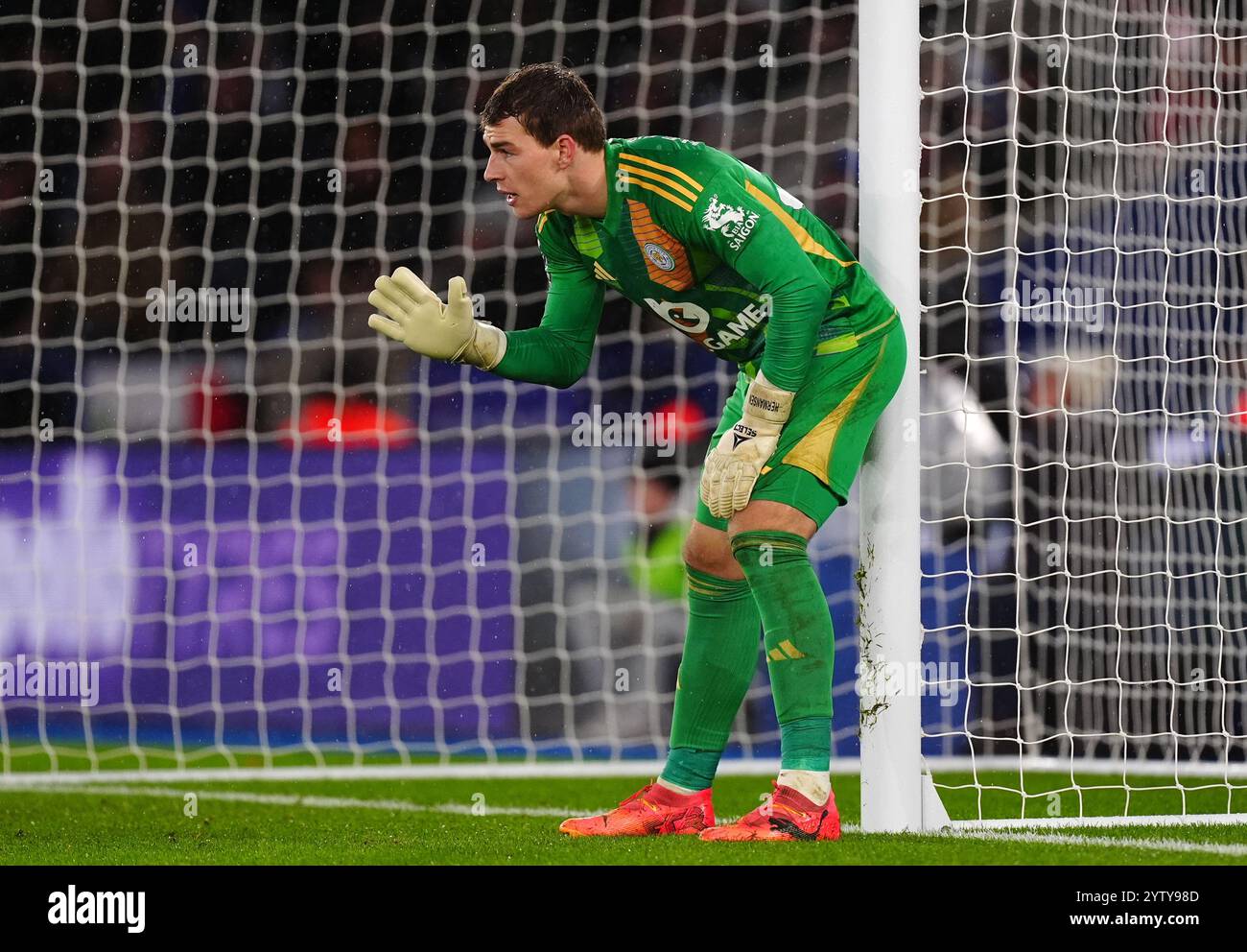 Leicester City goalkeeper Mads Hermansen during the Premier League ...
