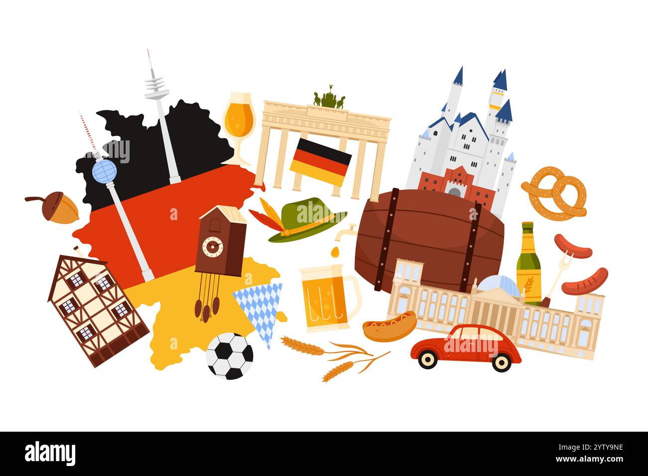 Travel to Germany, culture and landmark, food in infographic collage ...