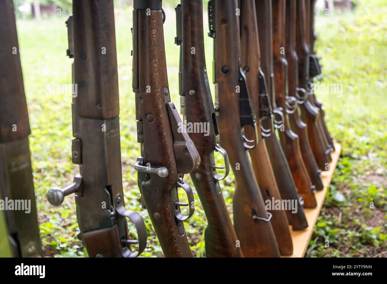 First and Second World War rifles lined up Stock Photo - Alamy